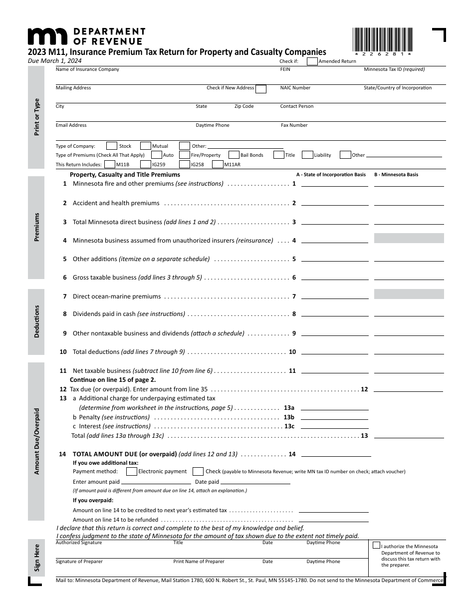 Form M11 - 2023 - Fill Out, Sign Online and Download Fillable PDF ...