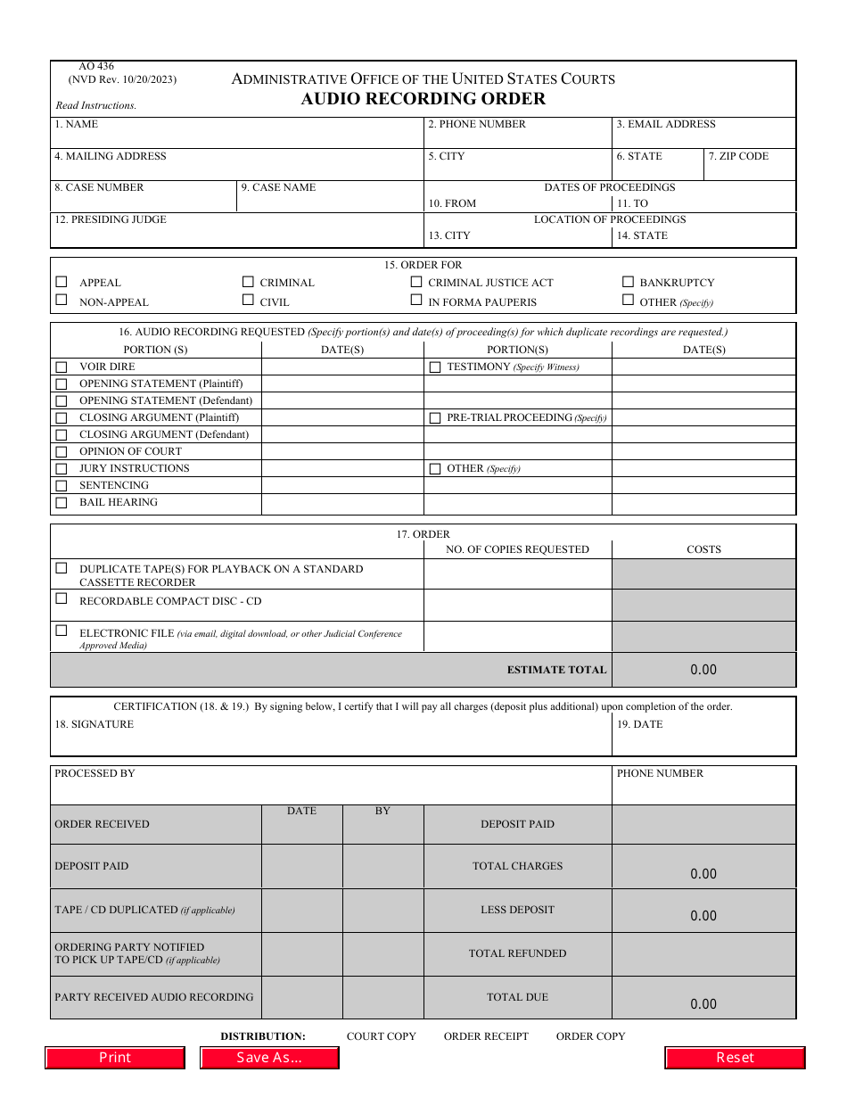 Form AO436 - Fill Out, Sign Online and Download Fillable PDF, Nevada ...