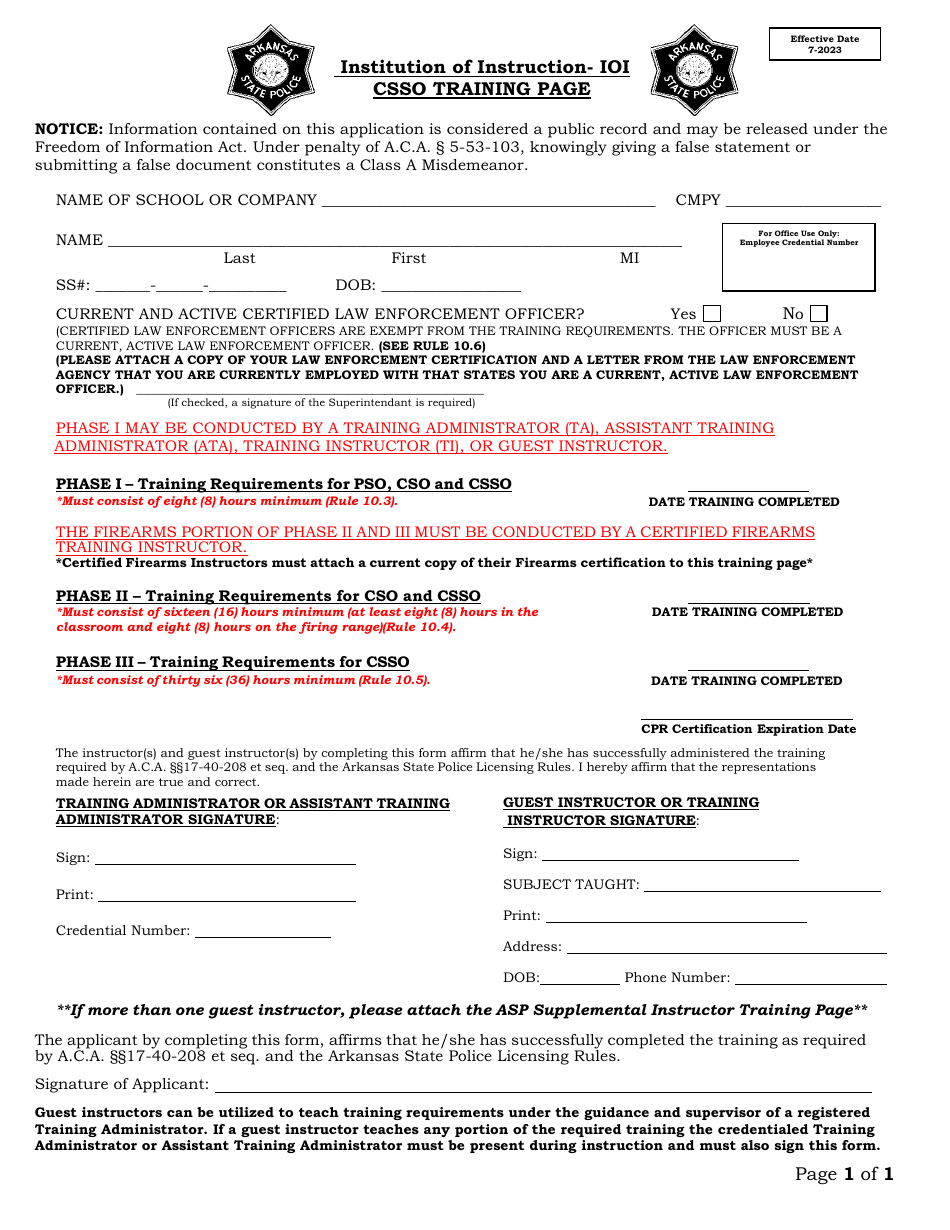 Arkansas Institution of Instruction - Ioi Csso Training Page Download ...