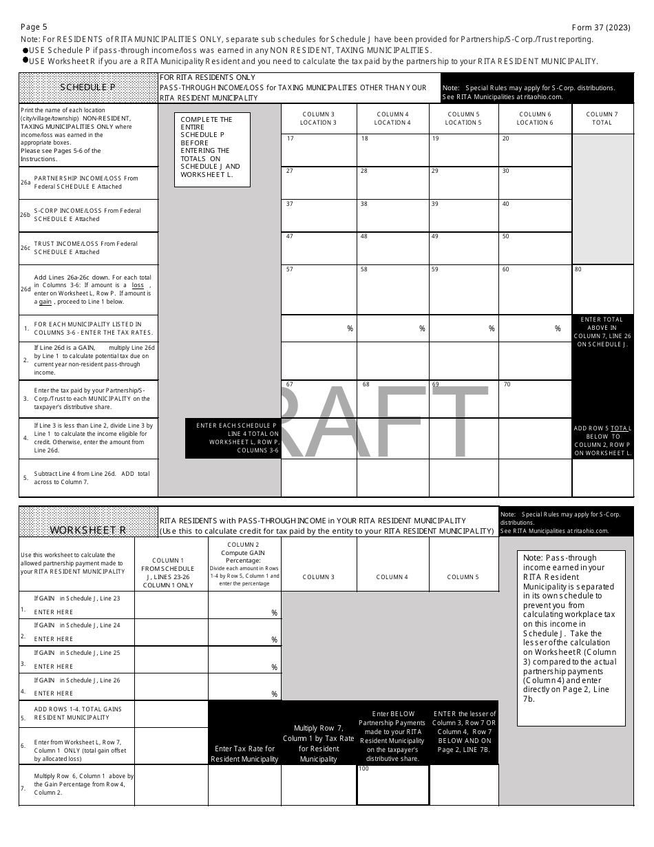 Form 37 Download Fillable PDF or Fill Online Individual Municipal ...