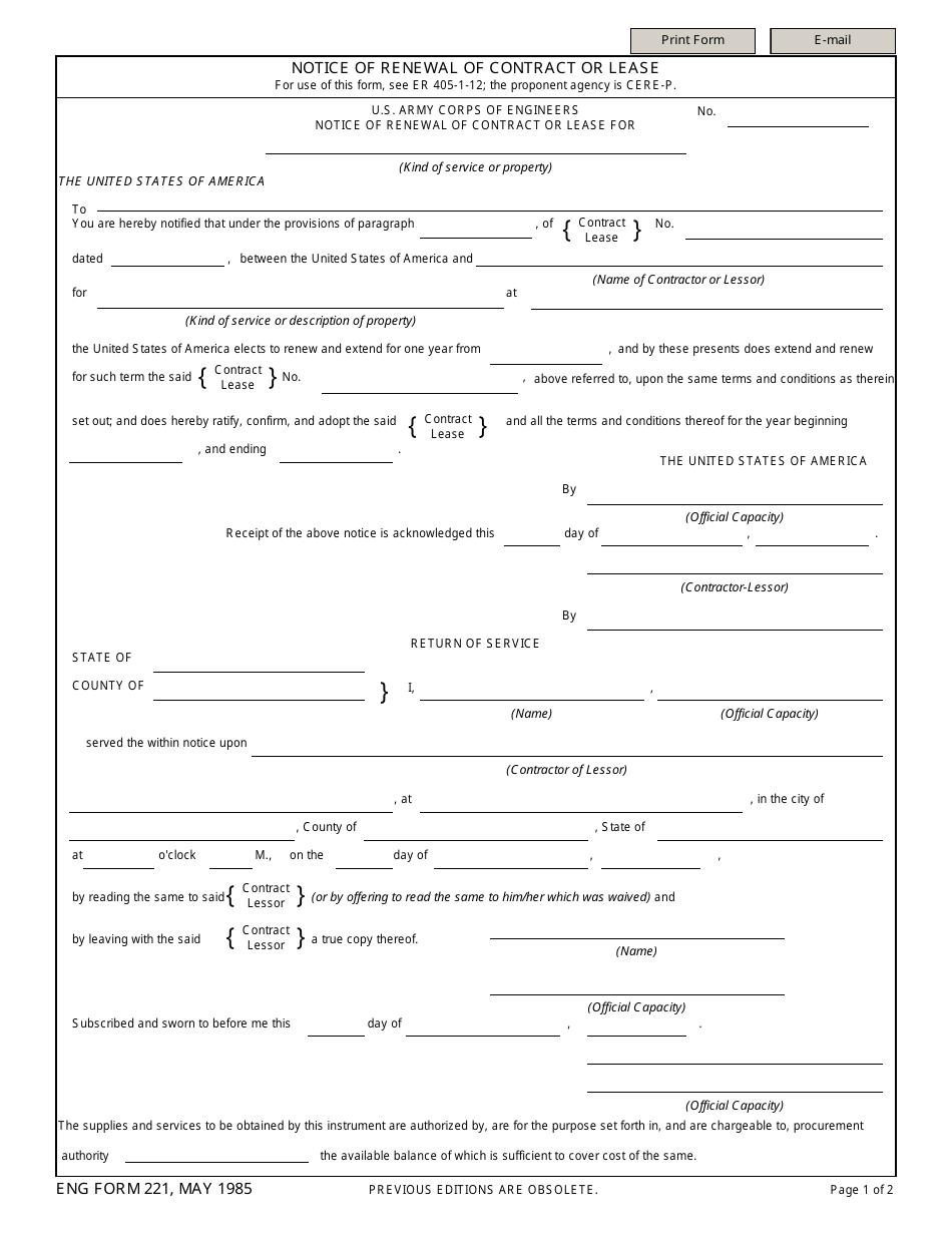 ENG Form 221 - Fill Out, Sign Online and Download Fillable PDF ...