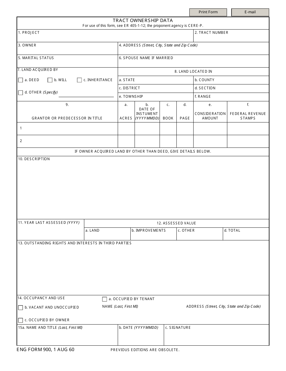 ENG Form 900 - Fill Out, Sign Online and Download Fillable PDF ...