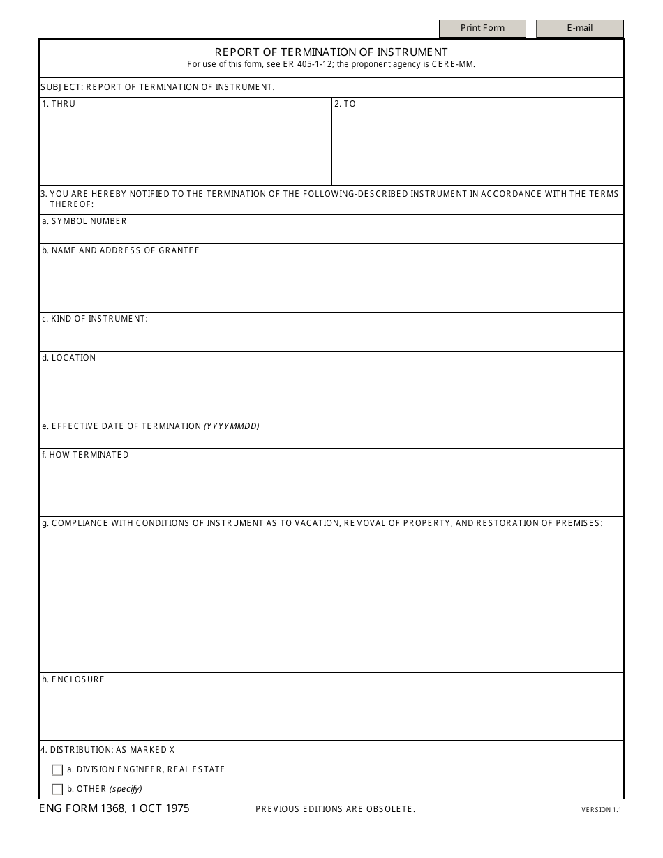 ENG Form 1368 - Fill Out, Sign Online and Download Fillable PDF ...