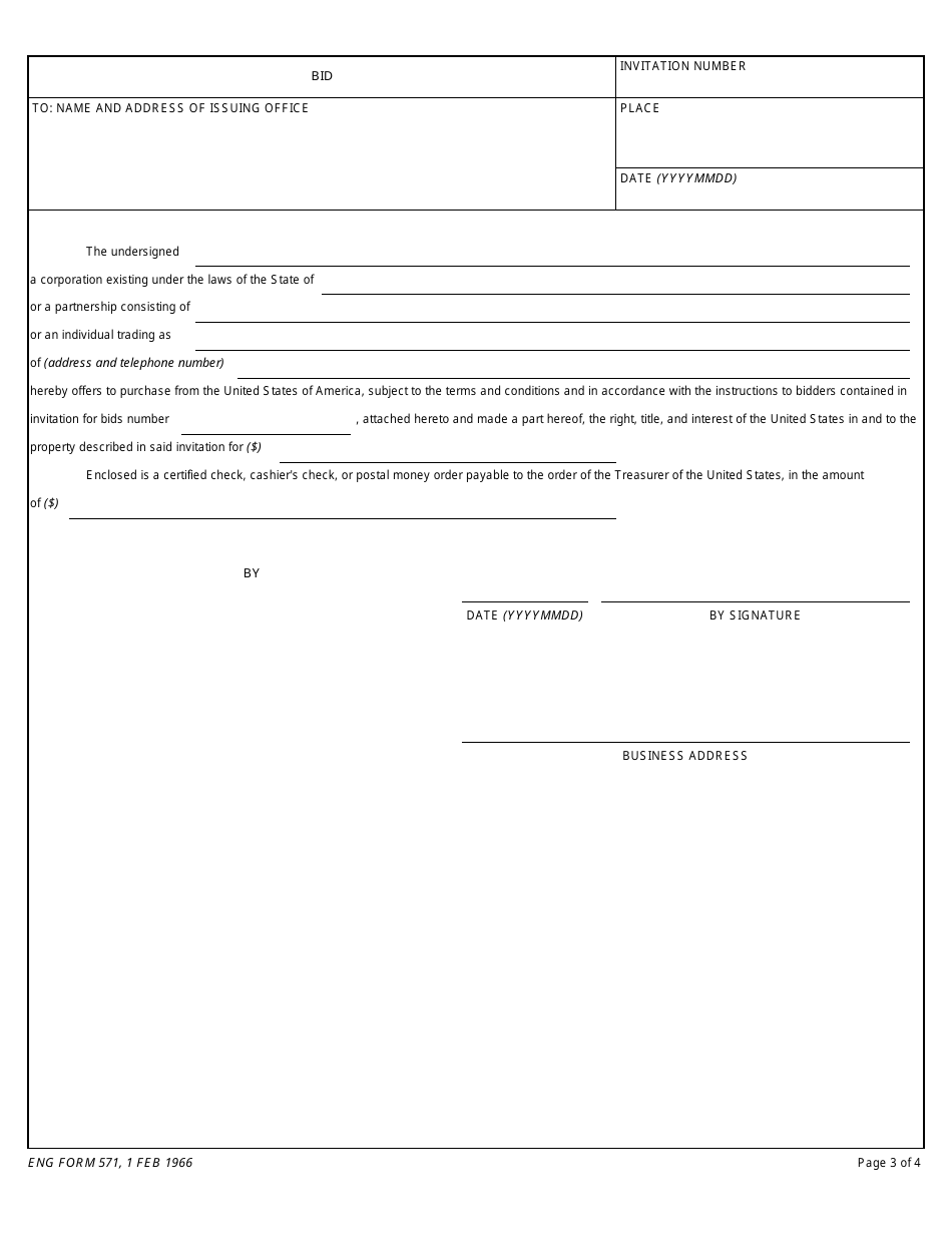 ENG Form 571 - Fill Out, Sign Online and Download Fillable PDF ... ENG Form 571 - Fill Out, Sign Online and Download Fillable PDF ...
