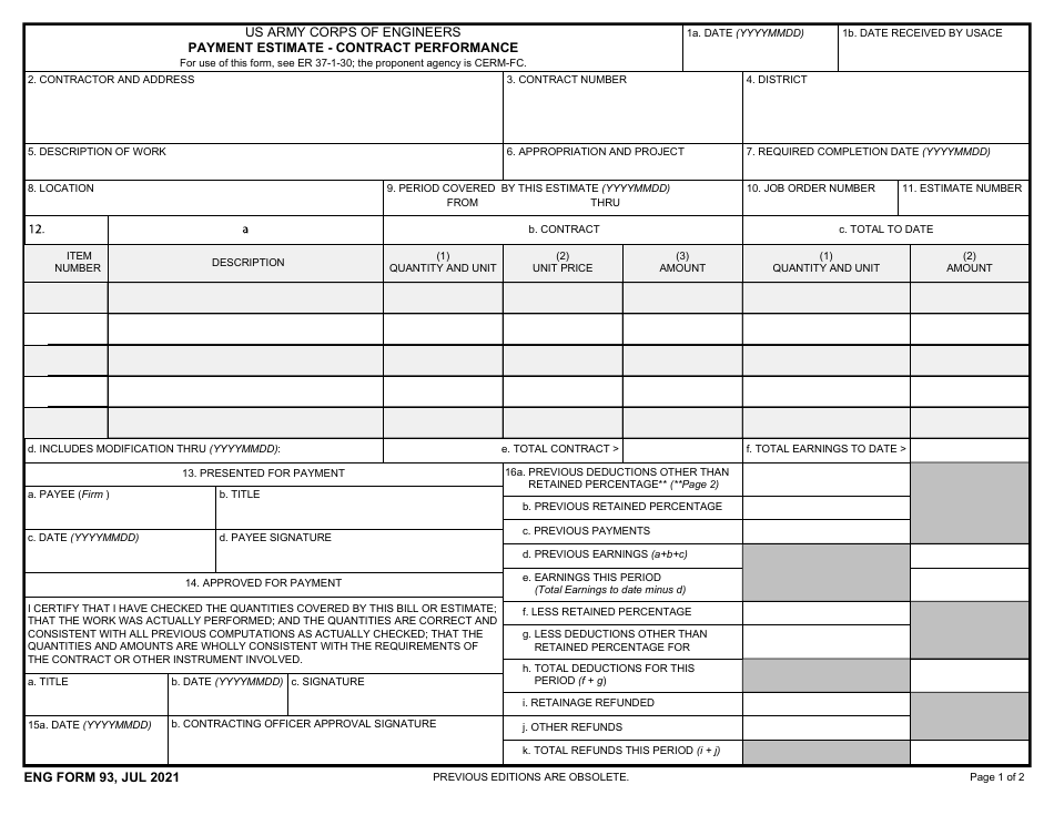 ENG Form 93 - Fill Out, Sign Online and Download Fillable PDF ...