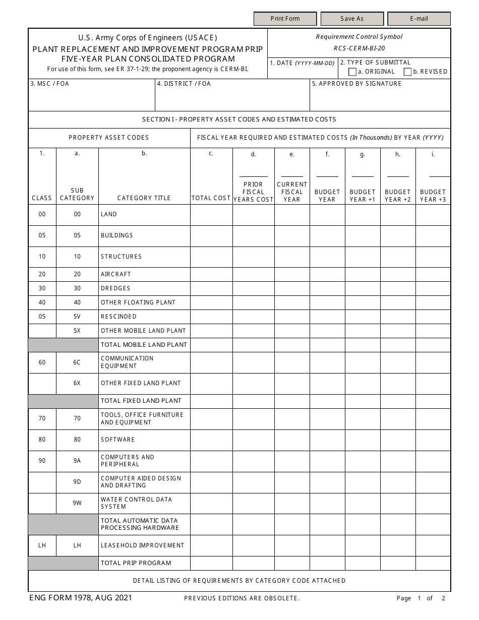 ENG Form 1978 - Fill Out, Sign Online and Download Fillable PDF ...