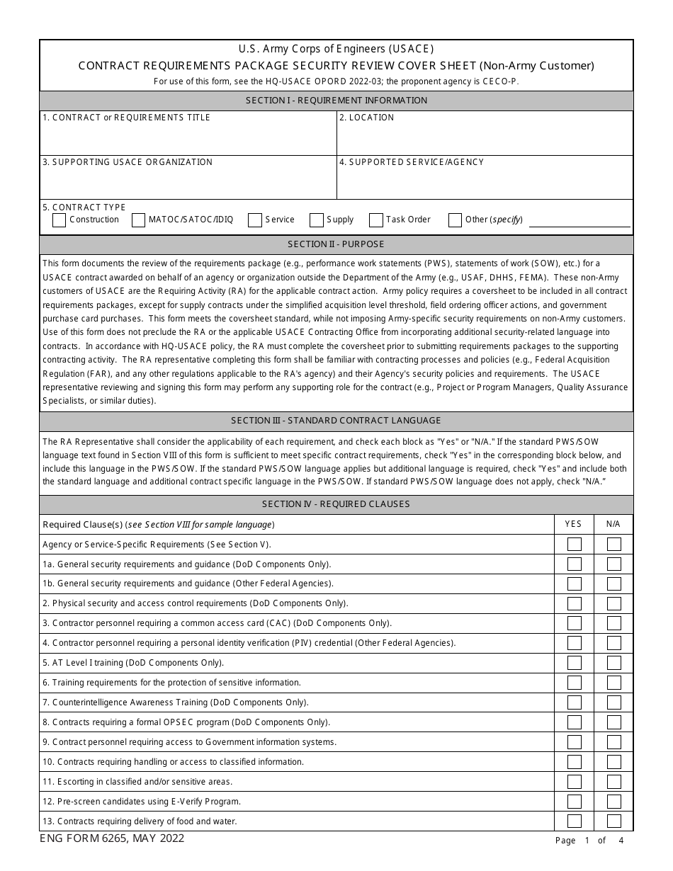 ENG Form 6265 - Fill Out, Sign Online and Download Fillable PDF ...