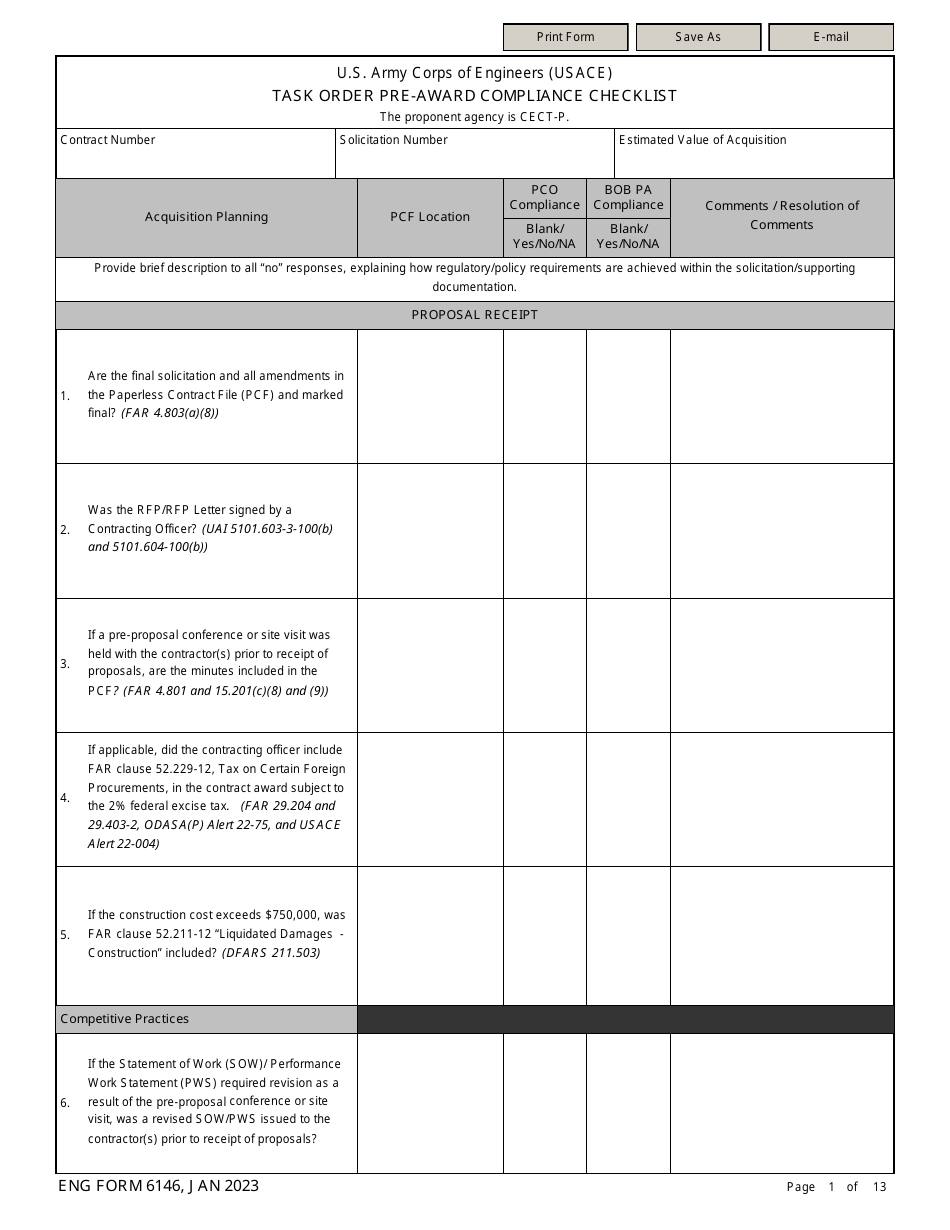 ENG Form 6146 - Fill Out, Sign Online and Download Fillable PDF ...