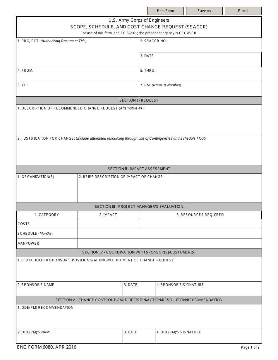ENG Form 6080 - Fill Out, Sign Online and Download Fillable PDF | Templateroller