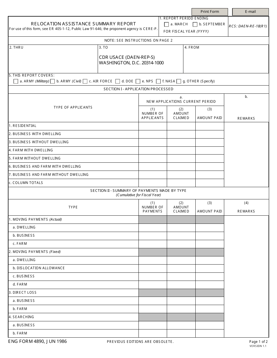 ENG Form 4890 - Fill Out, Sign Online and Download Fillable PDF ...