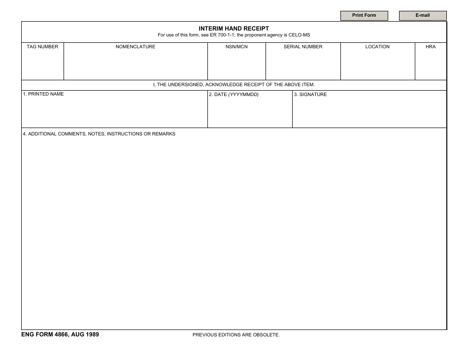 ENG Form 4866 - Fill Out, Sign Online and Download Fillable PDF ...