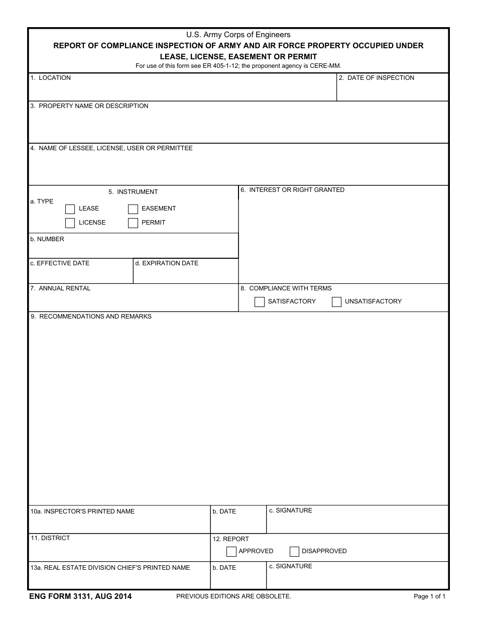ENG Form 3131 - Fill Out, Sign Online and Download Fillable PDF ...