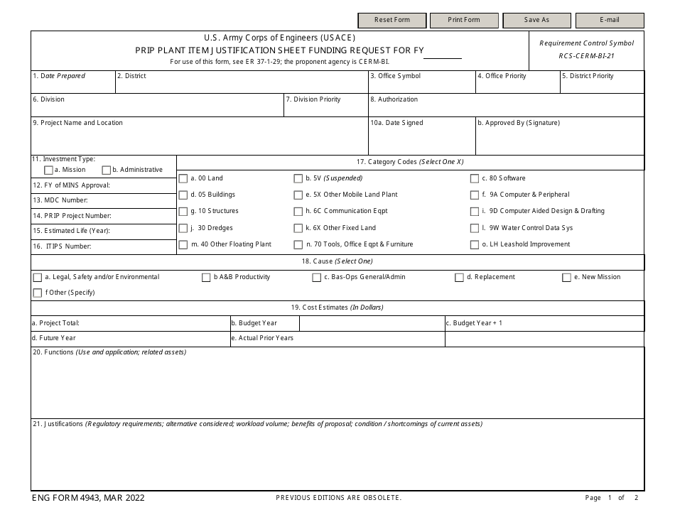ENG Form 4943 - Fill Out, Sign Online and Download Fillable PDF ...
