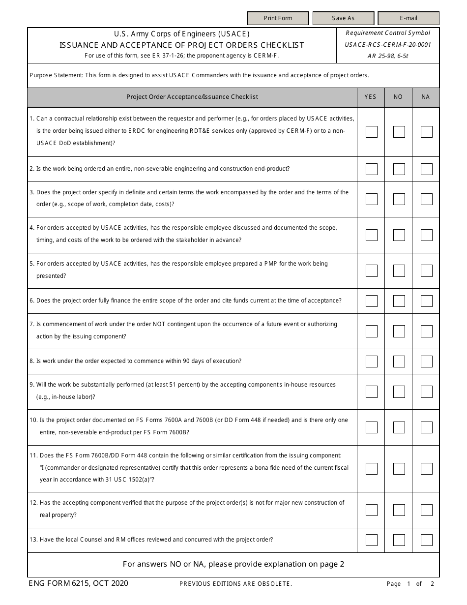 ENG Form 6215 - Fill Out, Sign Online and Download Fillable PDF ...
