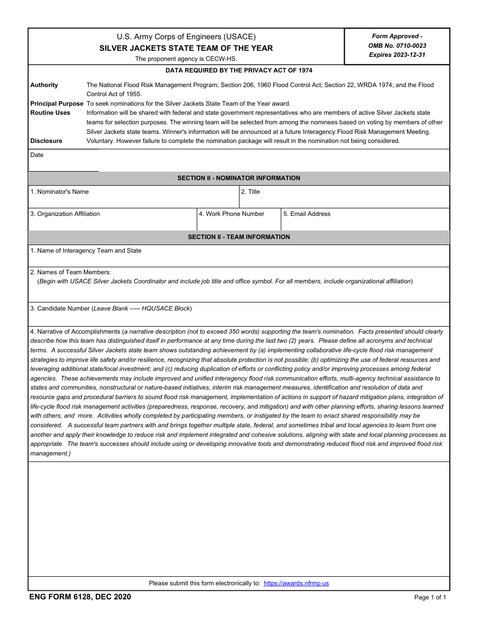 ENG Form 6128 - Fill Out, Sign Online and Download Fillable PDF ...