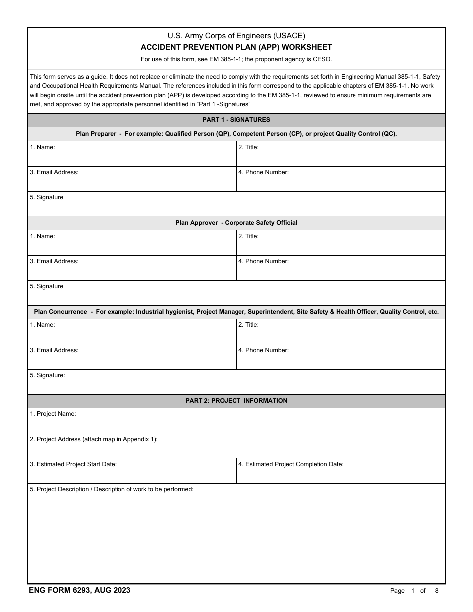 ENG Form 6293 - Fill Out, Sign Online and Download Fillable PDF ...