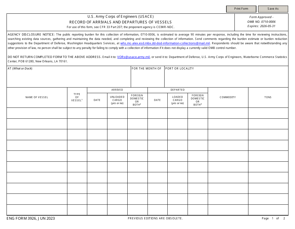 ENG Form 3926 - Fill Out, Sign Online and Download Fillable PDF ...
