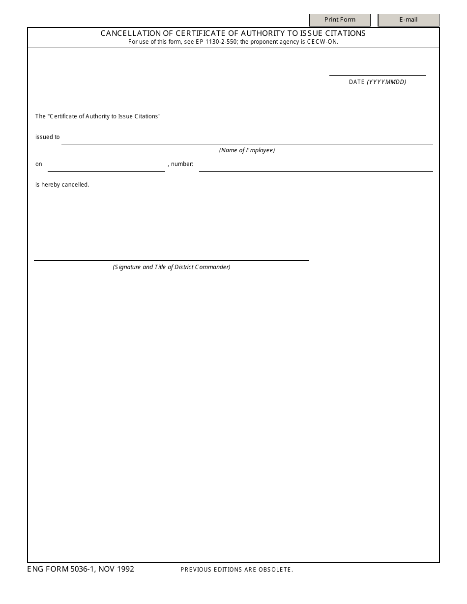 ENG Form 5036-1 - Fill Out, Sign Online and Download Fillable PDF ...
