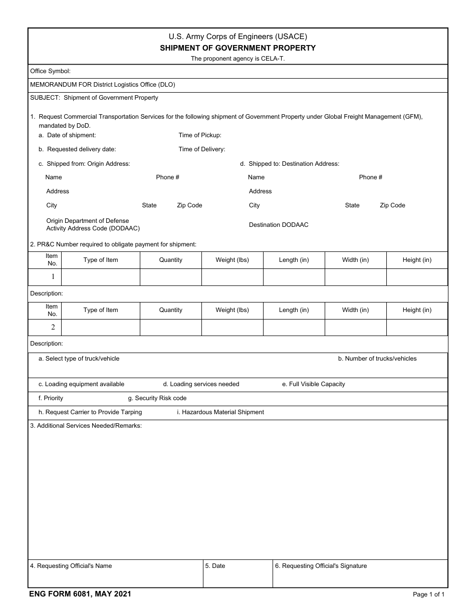 ENG Form 6081 - Fill Out, Sign Online and Download Fillable PDF ...