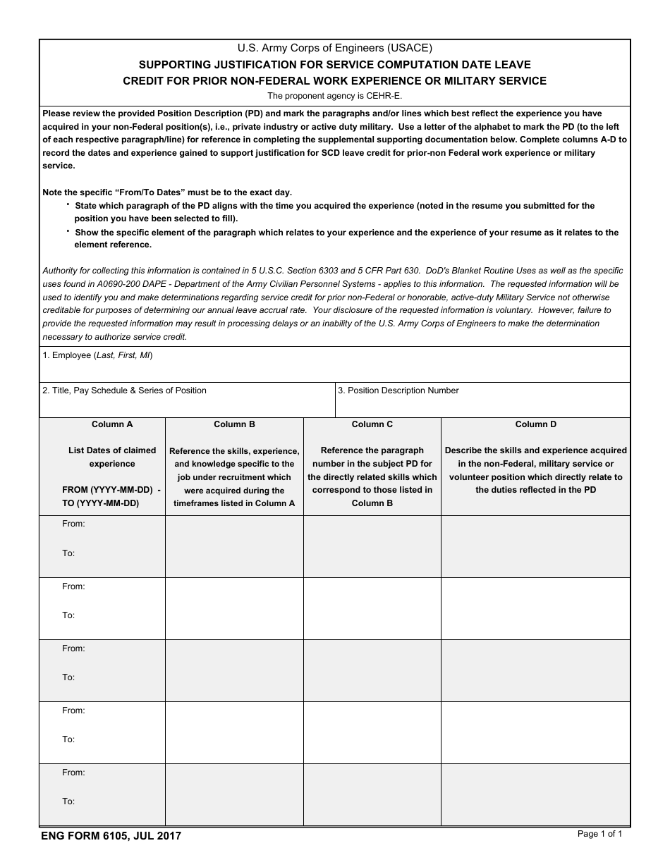 ENG Form 6105 - Fill Out, Sign Online and Download Fillable PDF ...