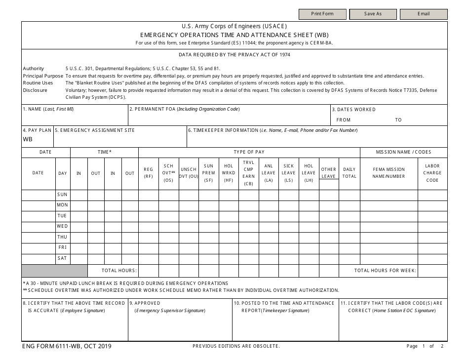 ENG Form 6111 - Fill Out, Sign Online and Download Fillable PDF ...