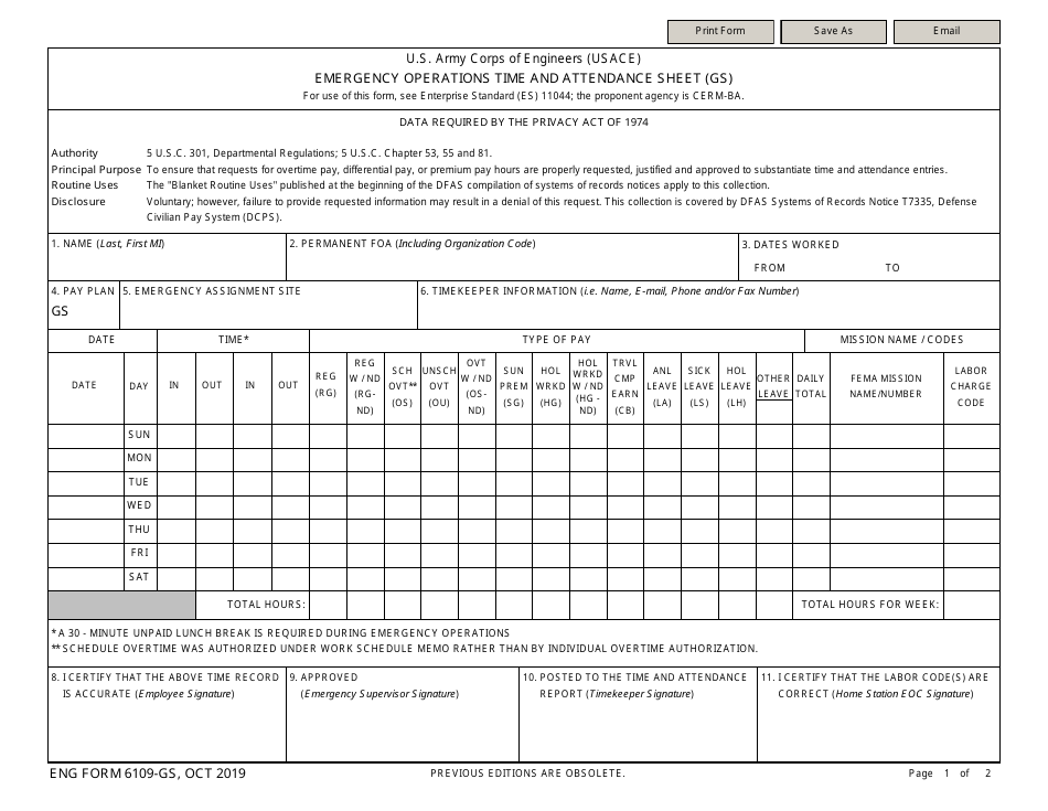 ENG Form 6109 - Fill Out, Sign Online and Download Fillable PDF ...