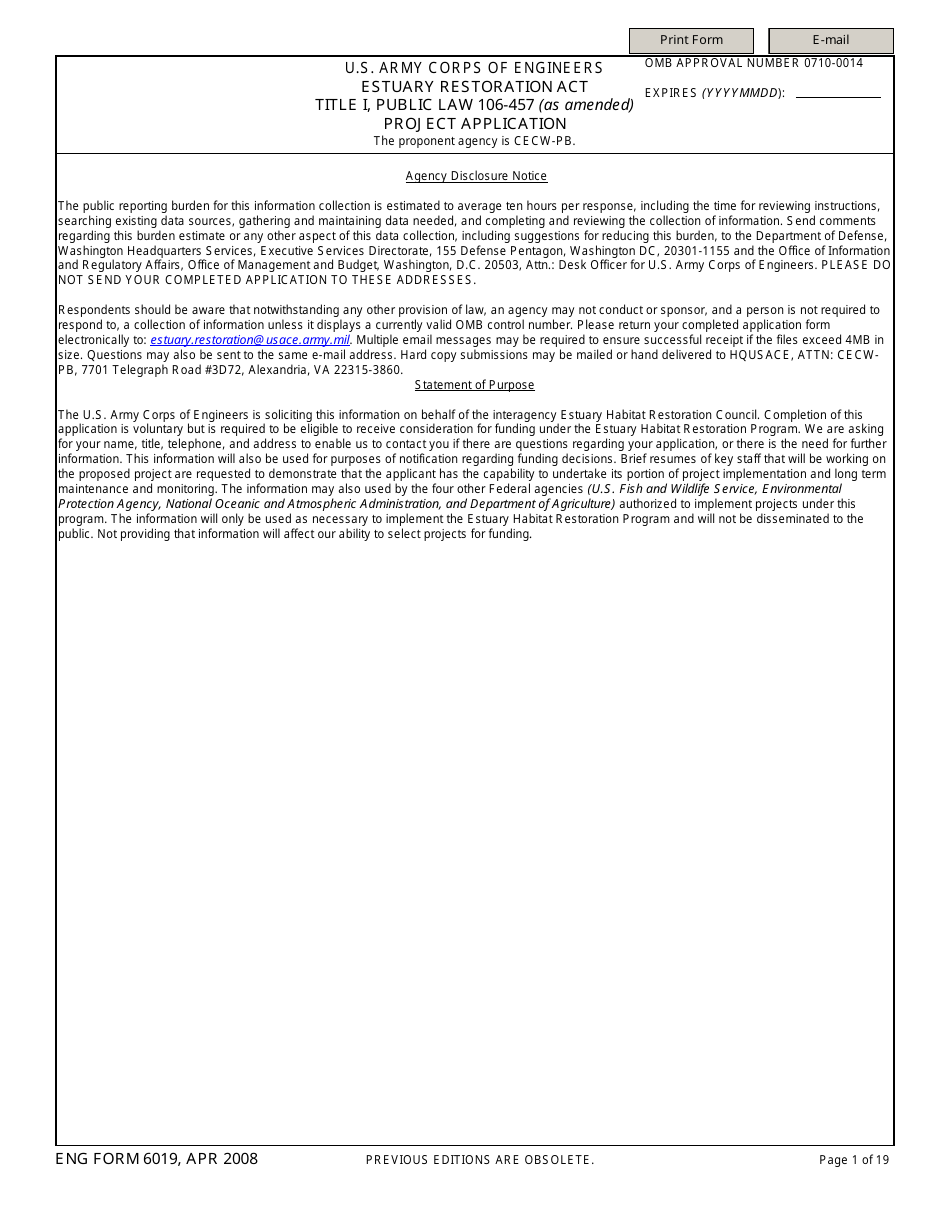 ENG Form 6019 - Fill Out, Sign Online and Download Fillable PDF ...