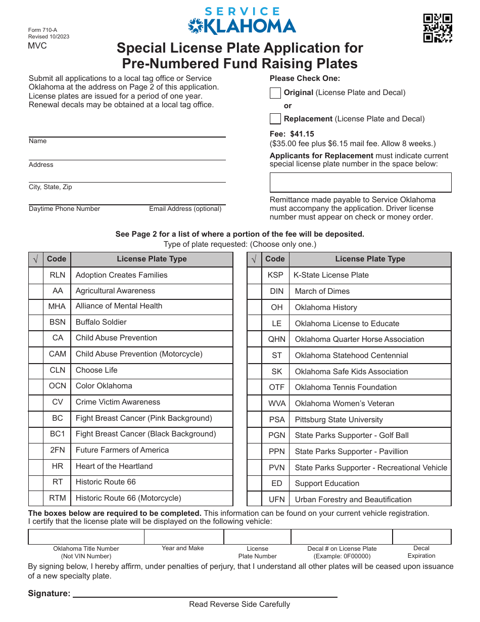 Form 710-A - Fill Out, Sign Online and Download Fillable PDF, Oklahoma ...