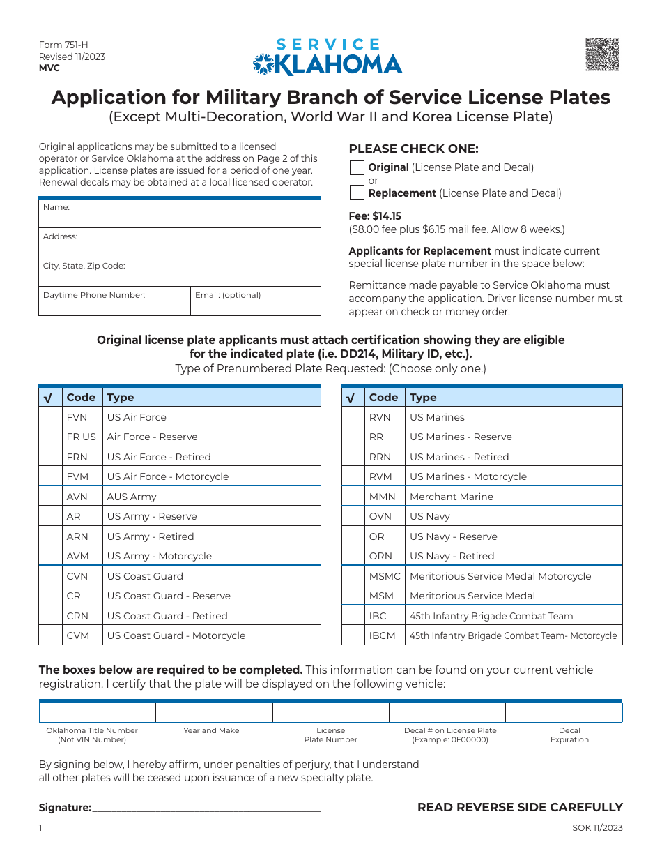 Form 751-H Download Fillable PDF or Fill Online Application for ...