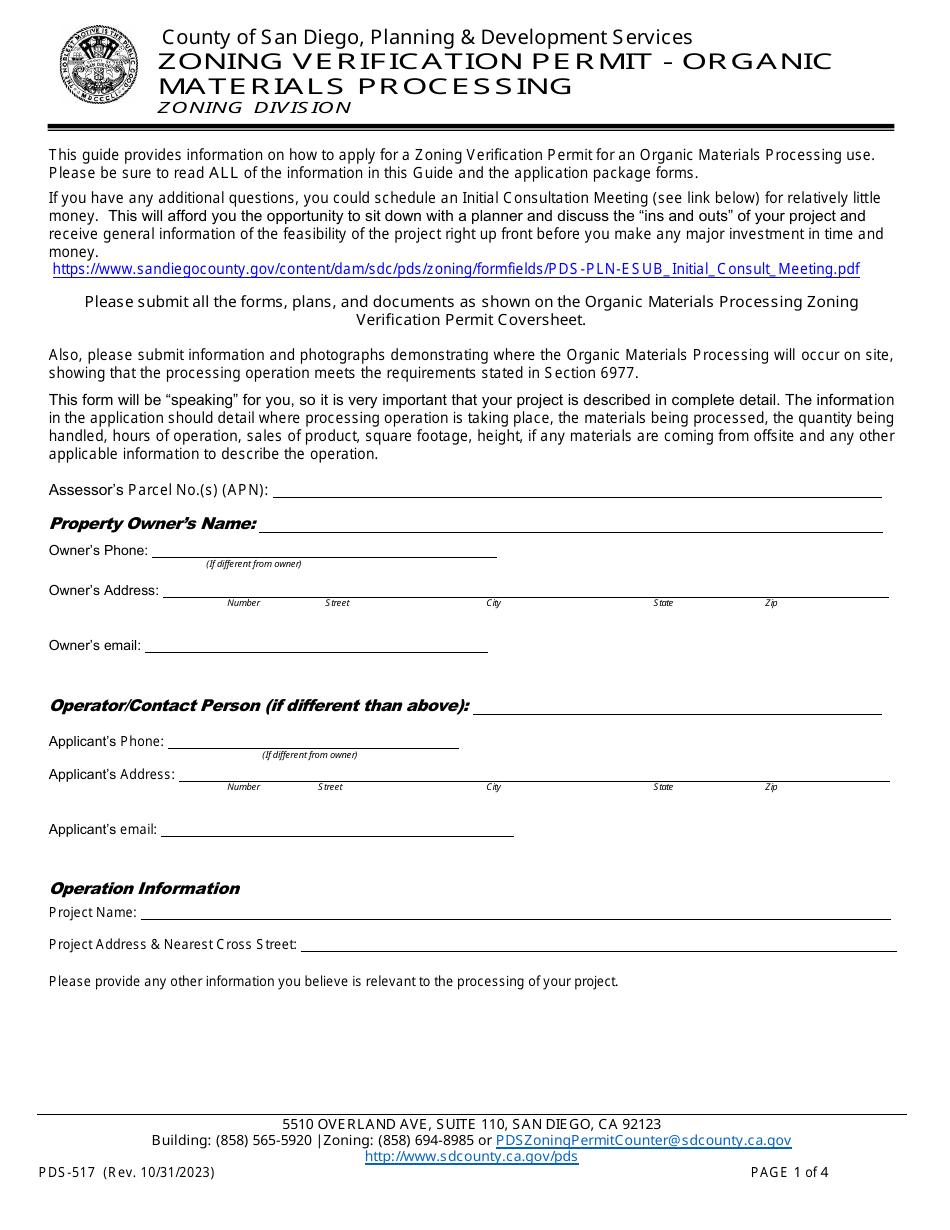 Form PDS-517 - Fill Out, Sign Online and Download Printable PDF, County ...