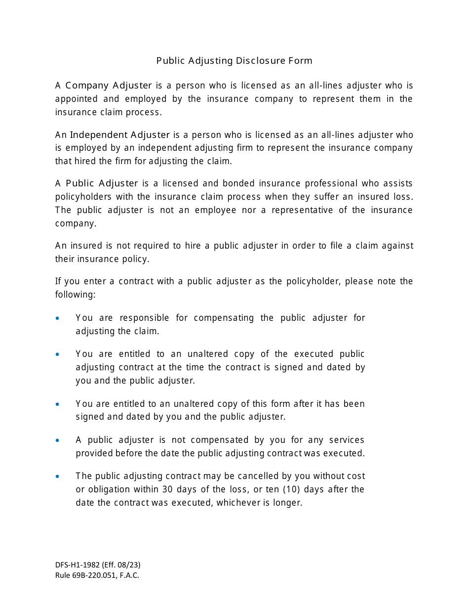 Form DFS-H1-1982 - Fill Out, Sign Online and Download Printable PDF ...