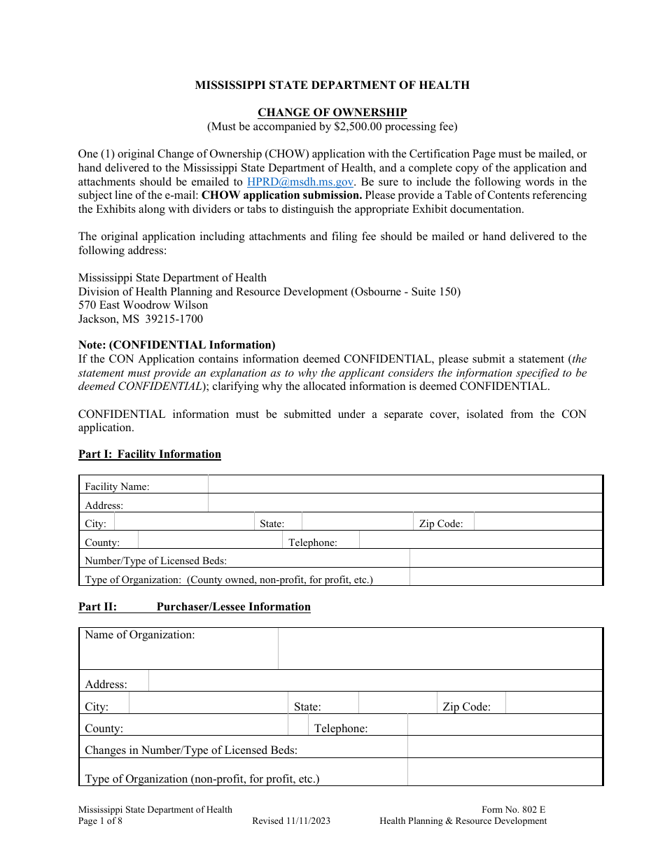 Form 802 E - Fill Out, Sign Online and Download Printable PDF ...