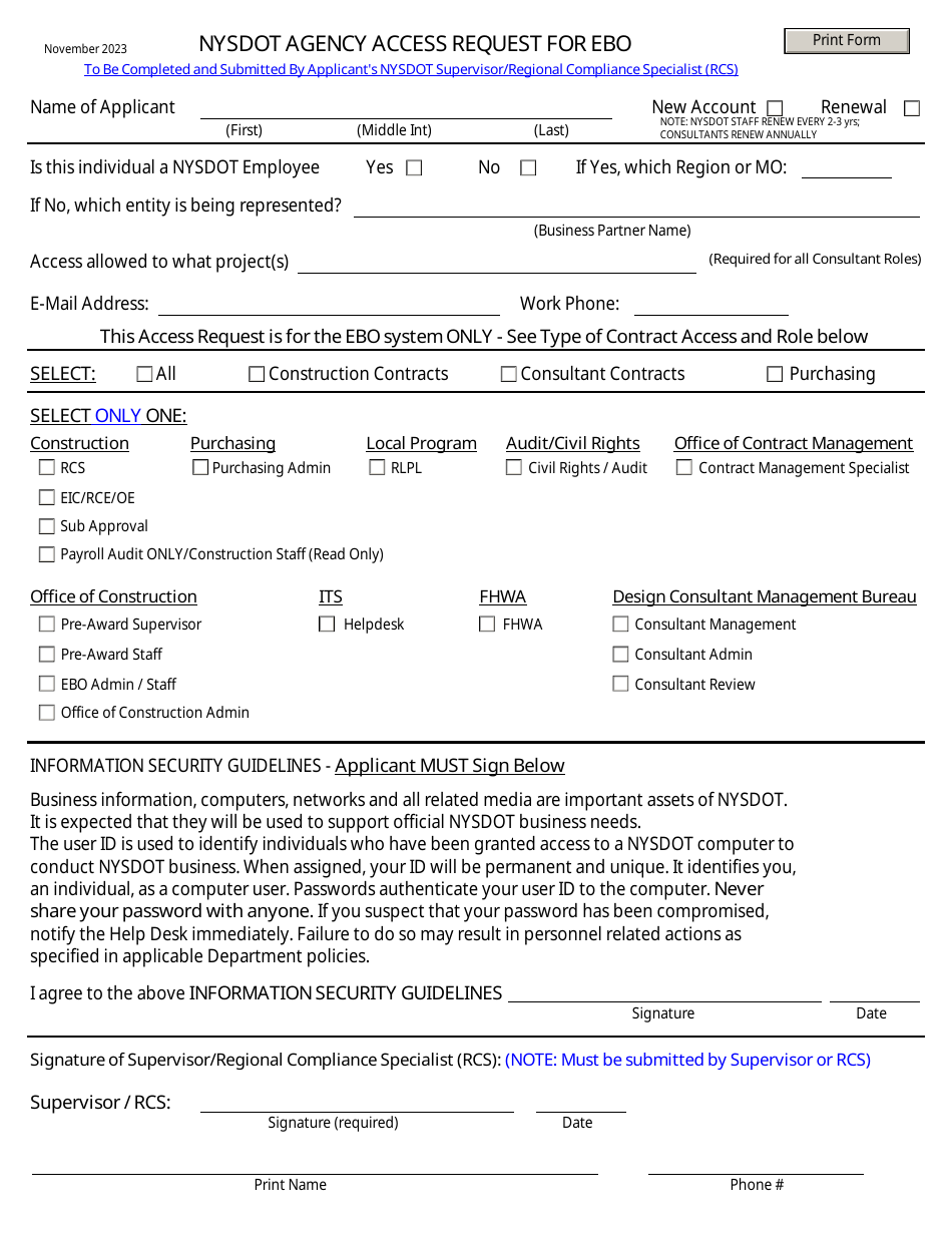 New York Nysdot Agency Access Request for Ebo - Fill Out, Sign Online ...