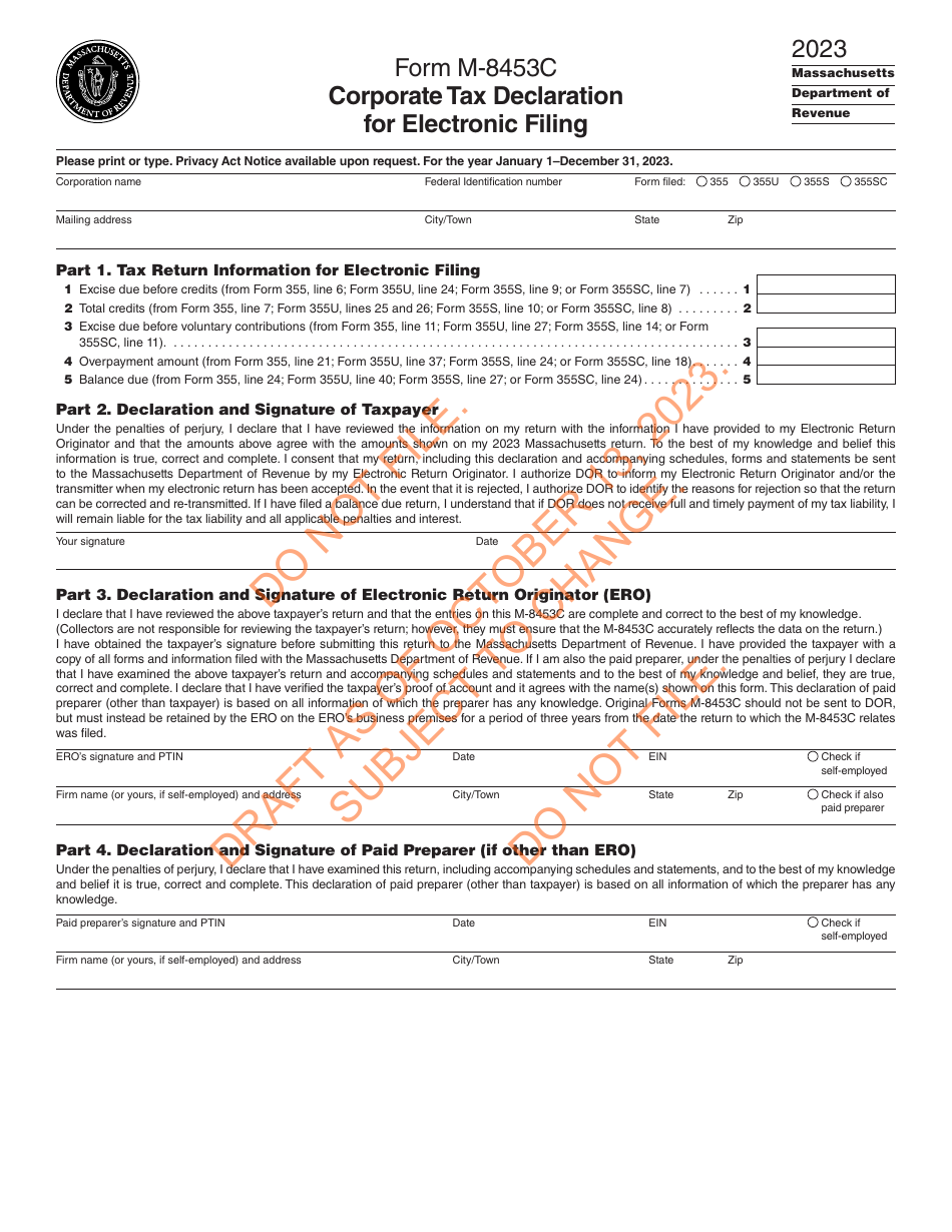 Form M-8453C Download Printable PDF or Fill Online Corporate Tax ...
