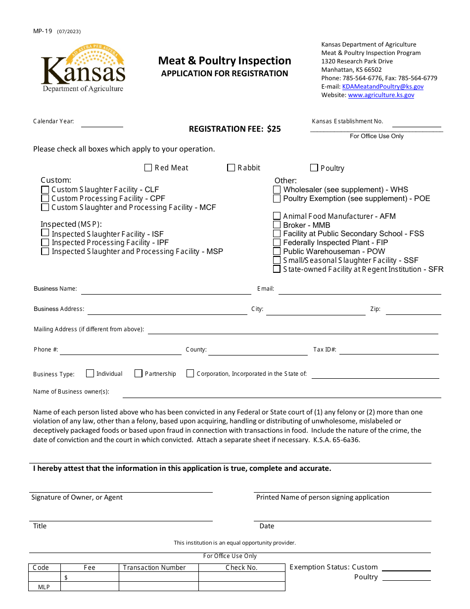 Form Mp 19 Download Fillable Pdf Or Fill Online Meat And Poultry