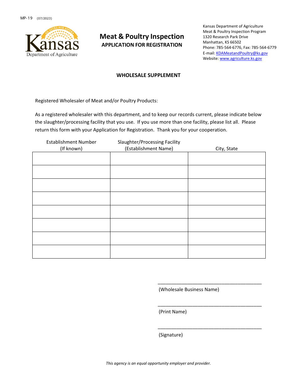 Form Mp 19 Download Fillable Pdf Or Fill Online Meat And Poultry