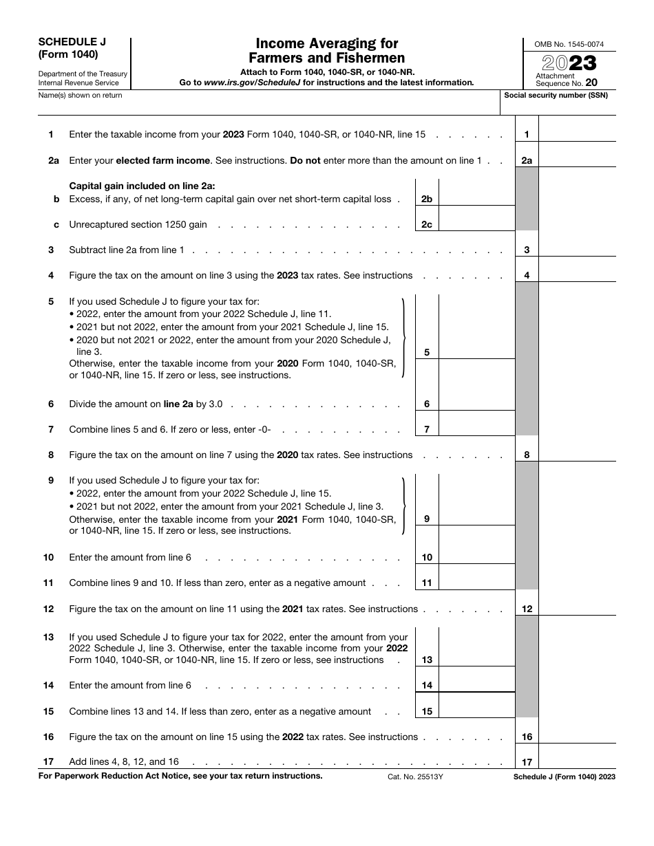 IRS Form 1040 Schedule J - 2023 - Fill Out, Sign Online and Download ...