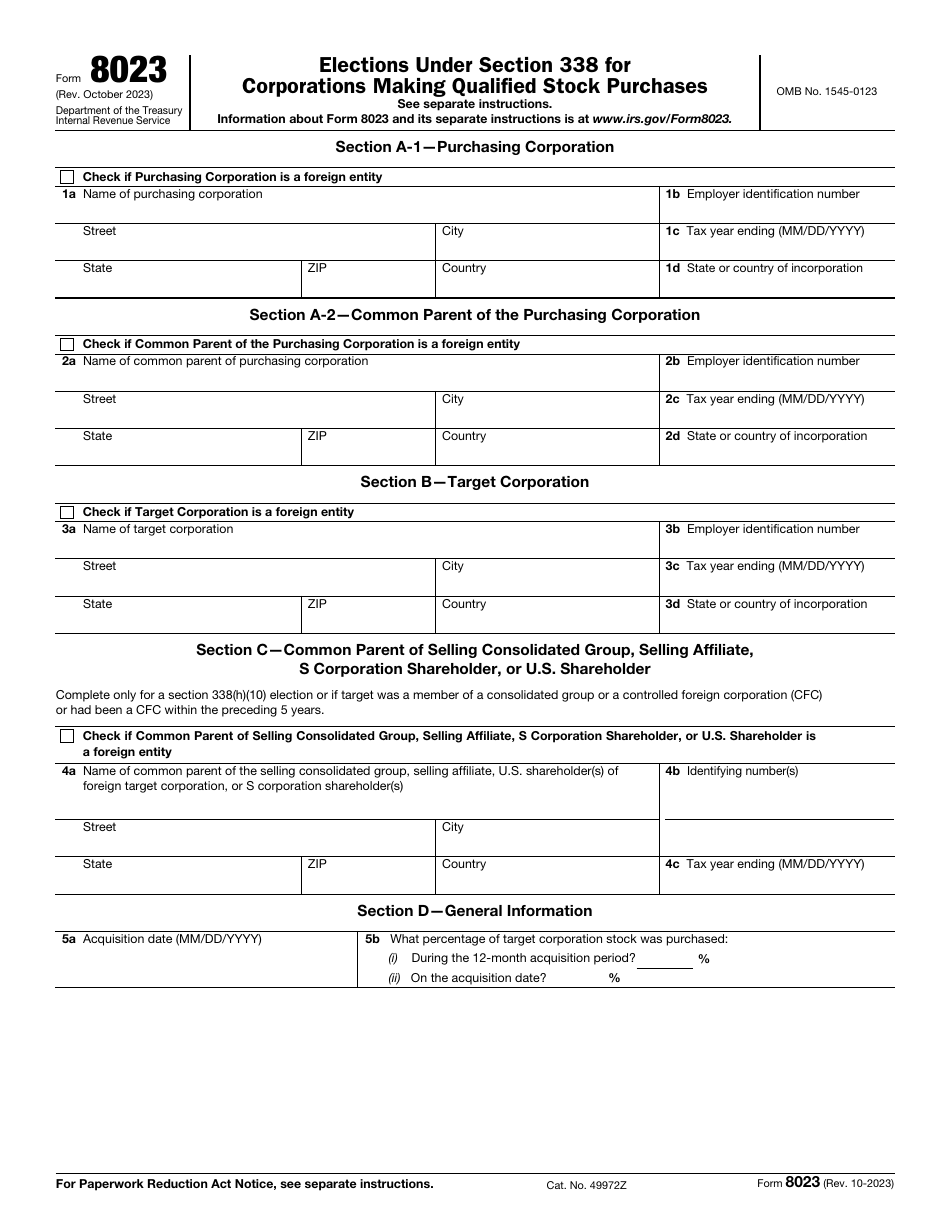 IRS Form 8023 Download Fillable PDF or Fill Online Elections Under ...