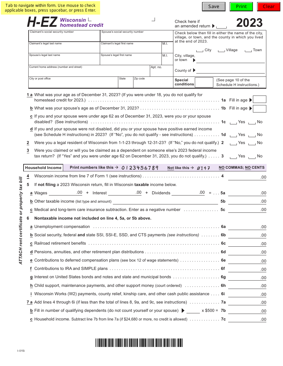 Form I-015I Schedule H-EZ Download Fillable PDF or Fill Online ...