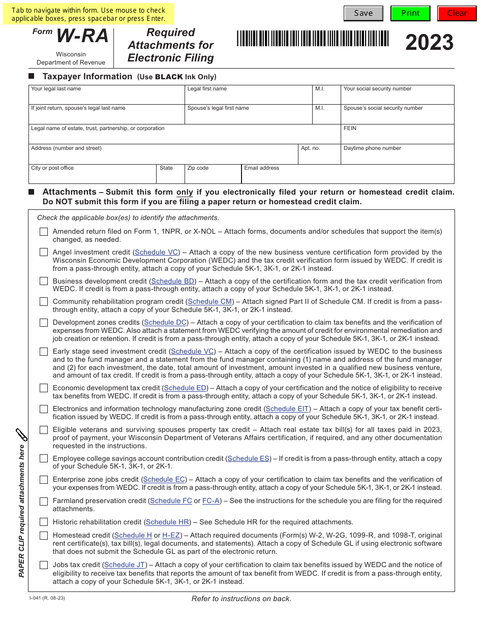 Form W-RA (I-041) Download Fillable PDF or Fill Online Required ...
