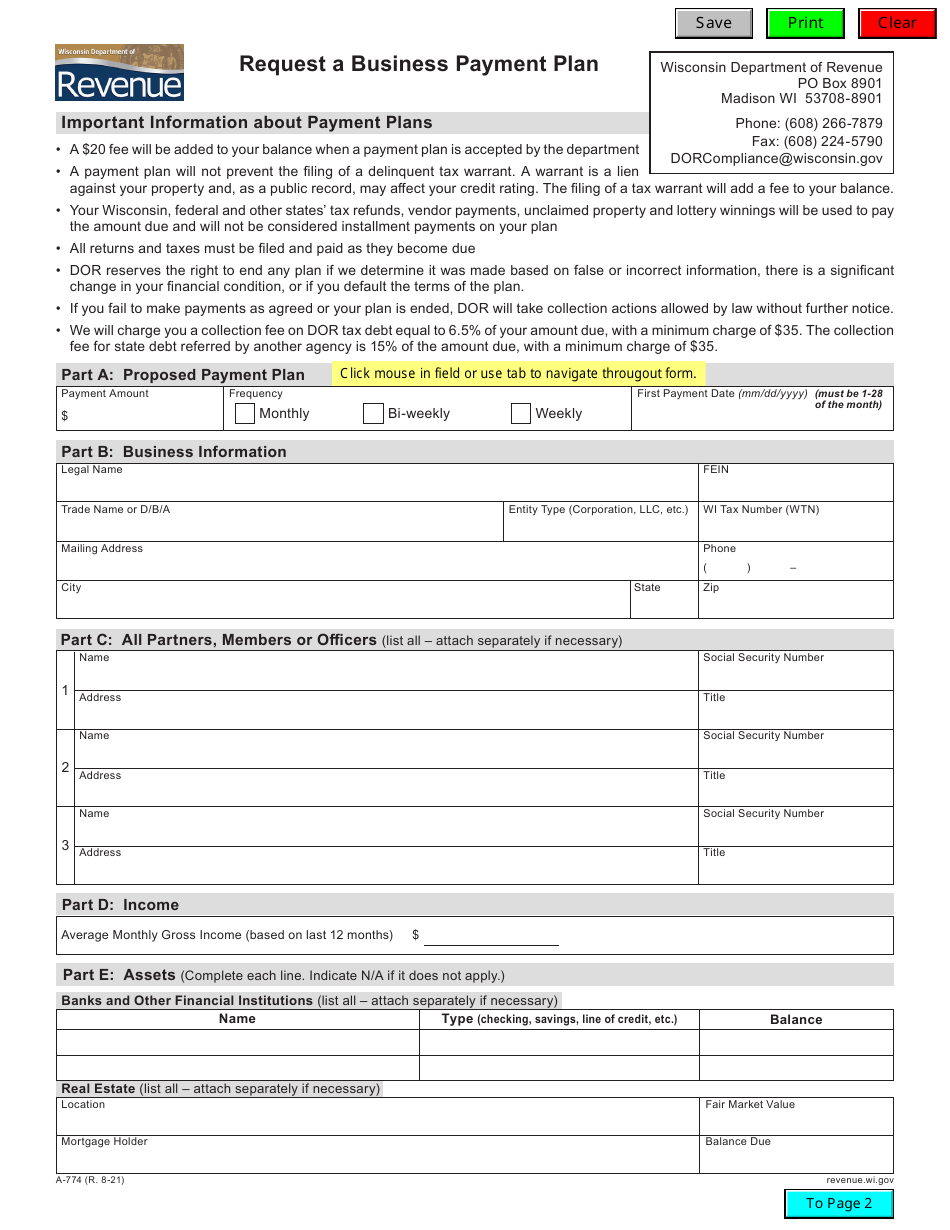 Form A-774 - Fill Out, Sign Online and Download Fillable PDF, Wisconsin ...