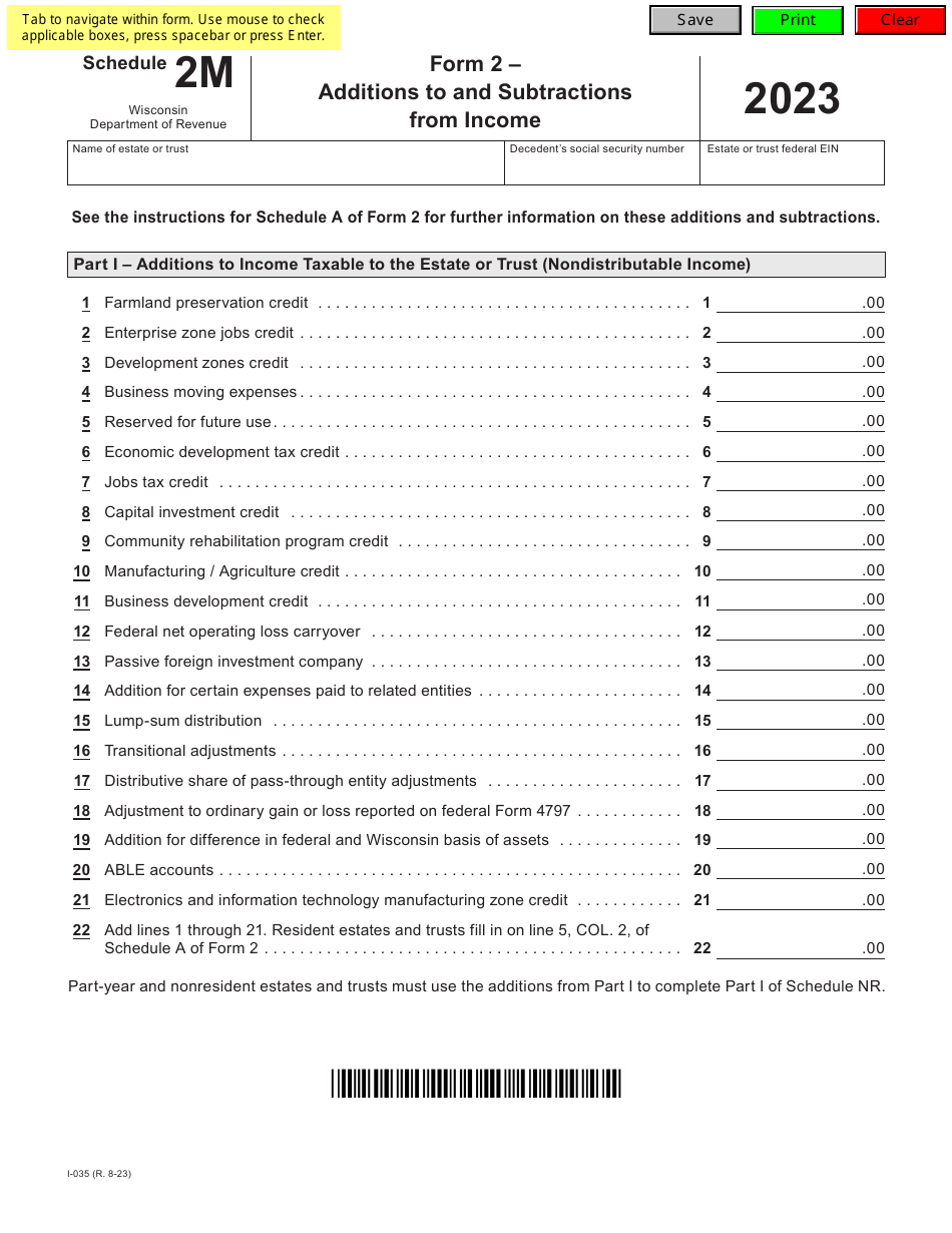 Form 2 (I-035) Schedule 2M Download Fillable PDF or Fill Online ...