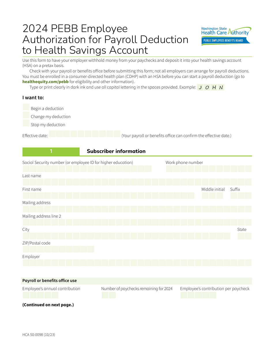 Form HCA50-0098 - 2024 - Fill Out, Sign Online and Download Fillable ...