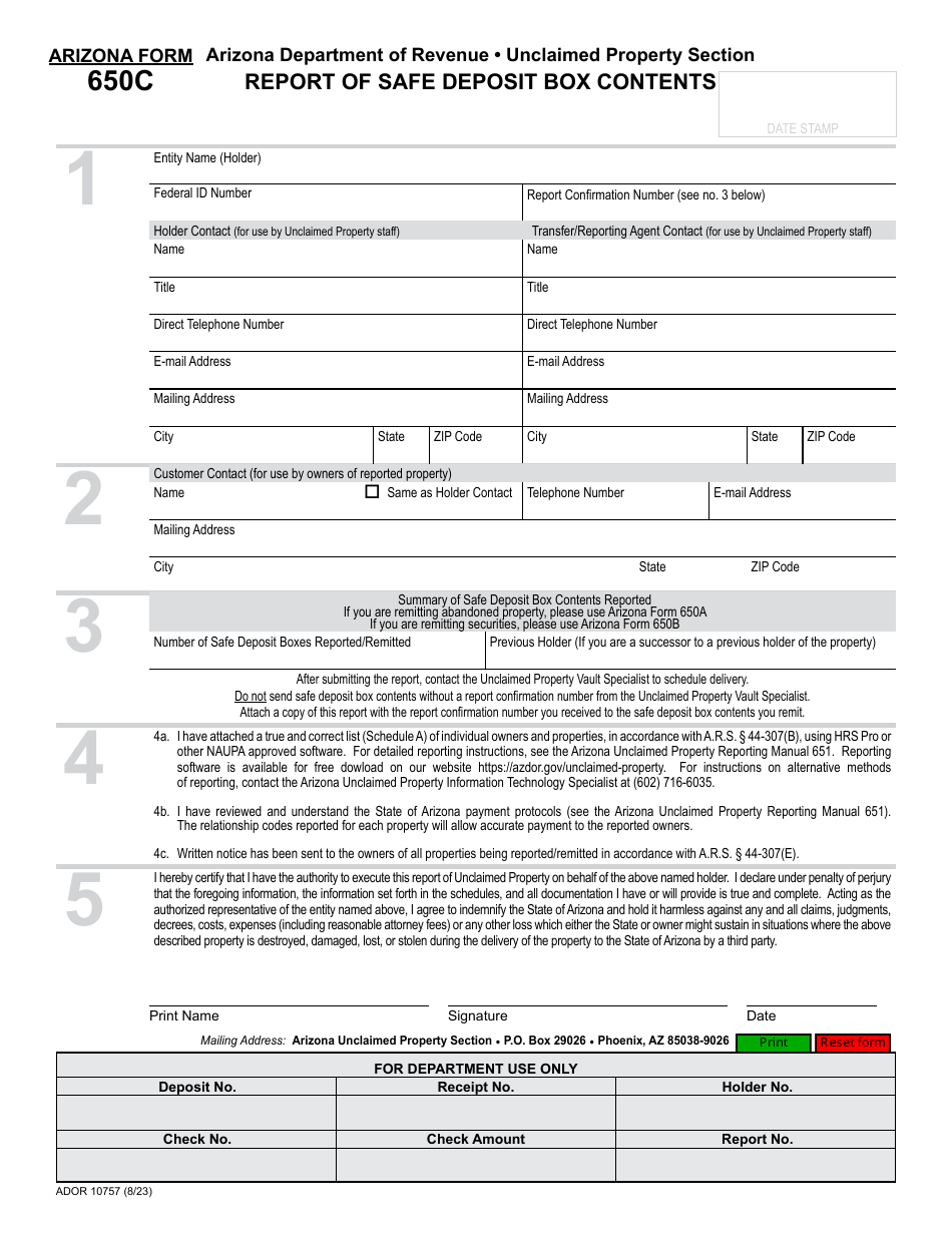 Arizona Form 650C (ADOR10757) Download Fillable PDF or Fill Online ...