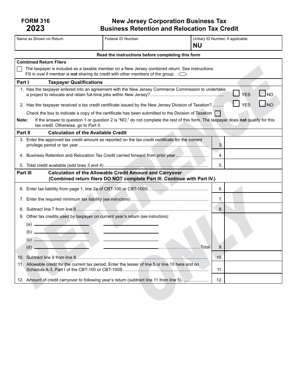 Form 316 Download Printable PDF or Fill Online Business Retention and ...