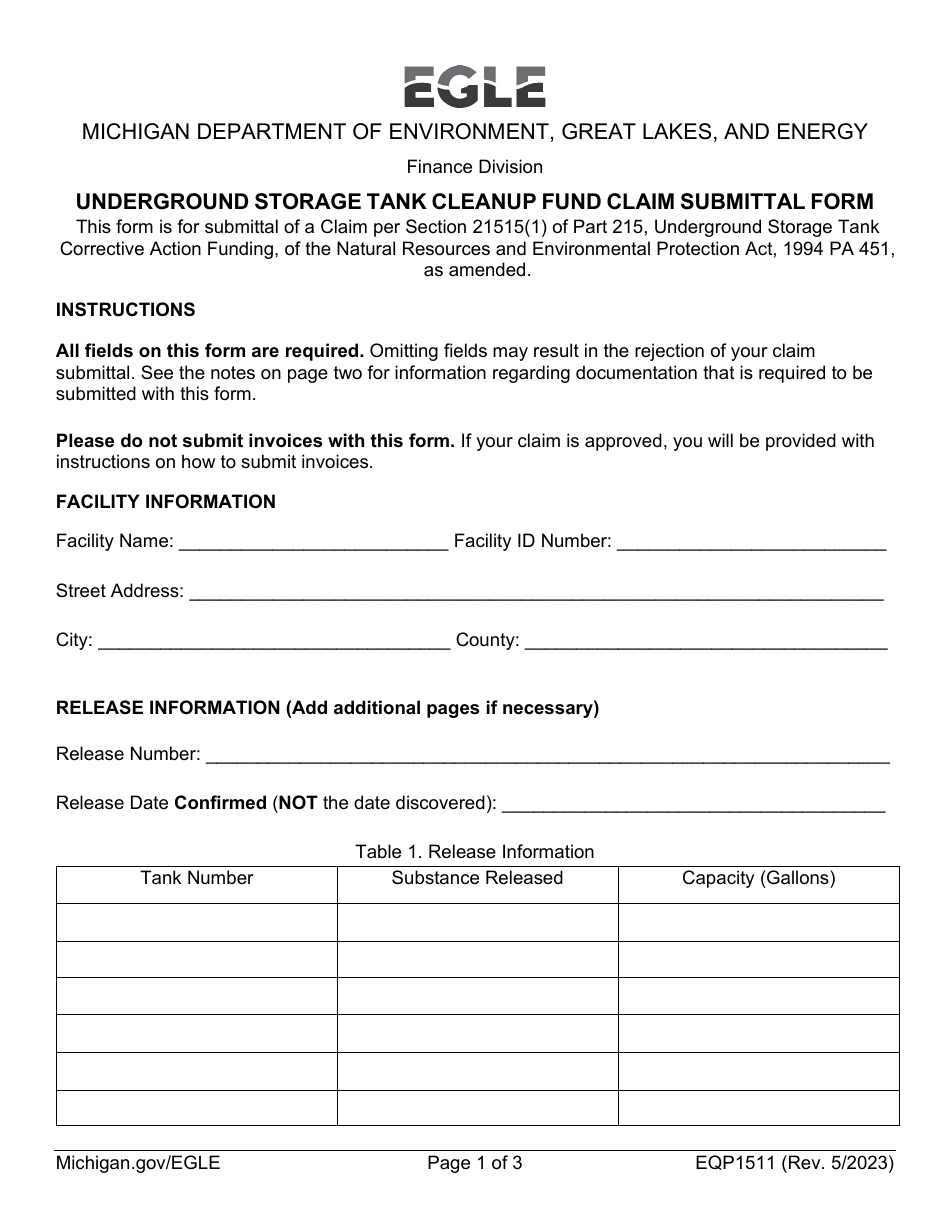 Form EQP1511 - Fill Out, Sign Online and Download Fillable PDF ...
