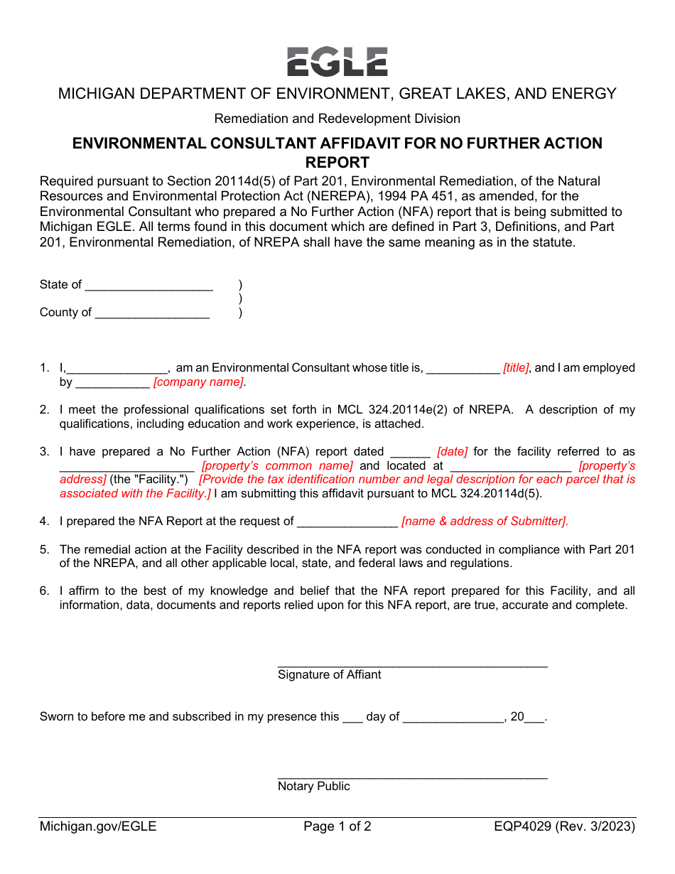Form EQP4029 - Fill Out, Sign Online and Download Printable PDF ...