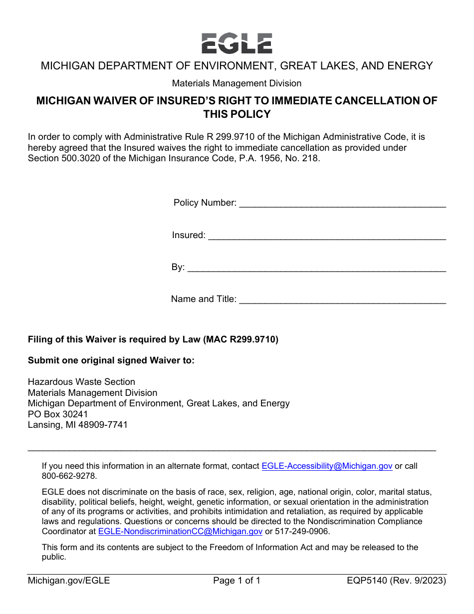 Form EQP5140 - Fill Out, Sign Online and Download Fillable PDF ...