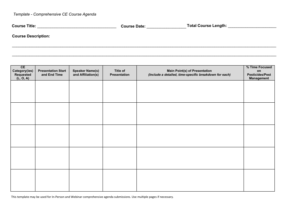 California Comprehensive Ce Course Agenda - Template - Fill Out, Sign ...