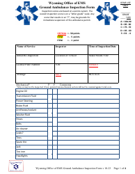 Wyoming Ground Ambulance Inspection Form Download Fillable PDF 2019 ...